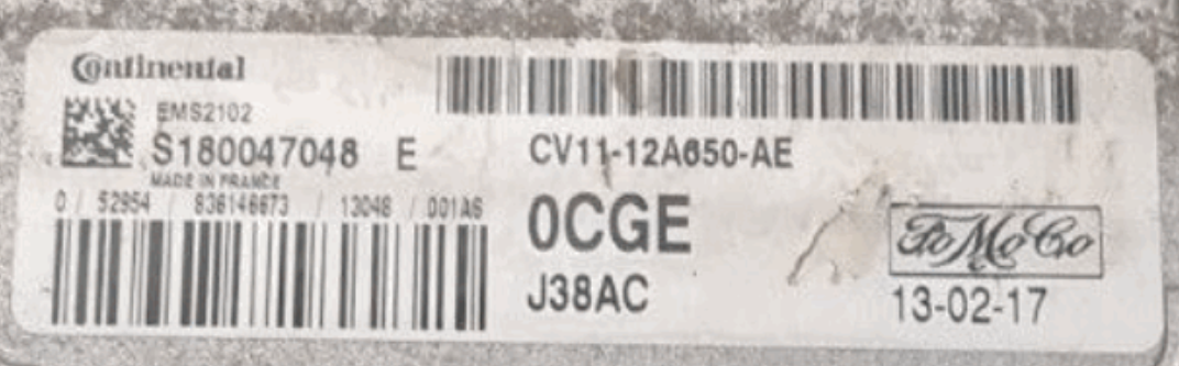 Plug & Play Continental Engine ECU, Ford, EMS2102, J38AC, S180047048E ...