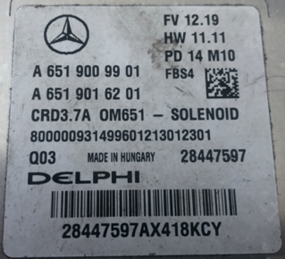 Plug & Play Delphi Engine ECU, Mercedes-Benz, A6519009901, A 651 900 9 ...
