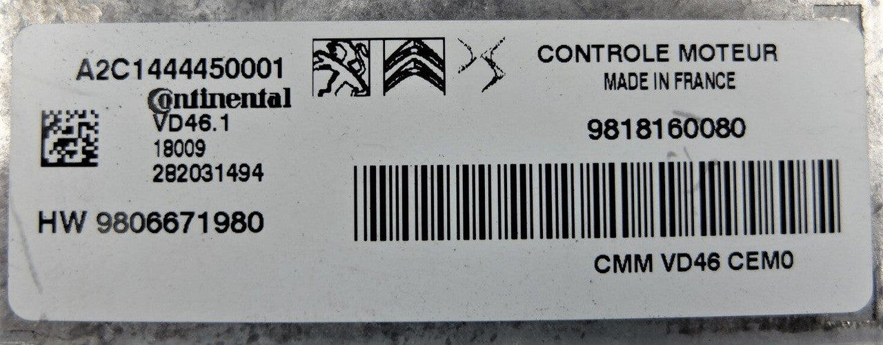 Plug & Play Valeo Engine ECU, Citroen DS3, VD46.1, A2C1444450001, HW98 ...