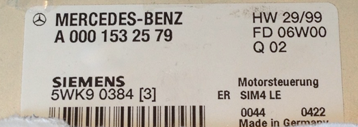 Plug & Play Siemens Engine ECU Mercedes-Benz, 5WK90384 3, A0001532579 ...